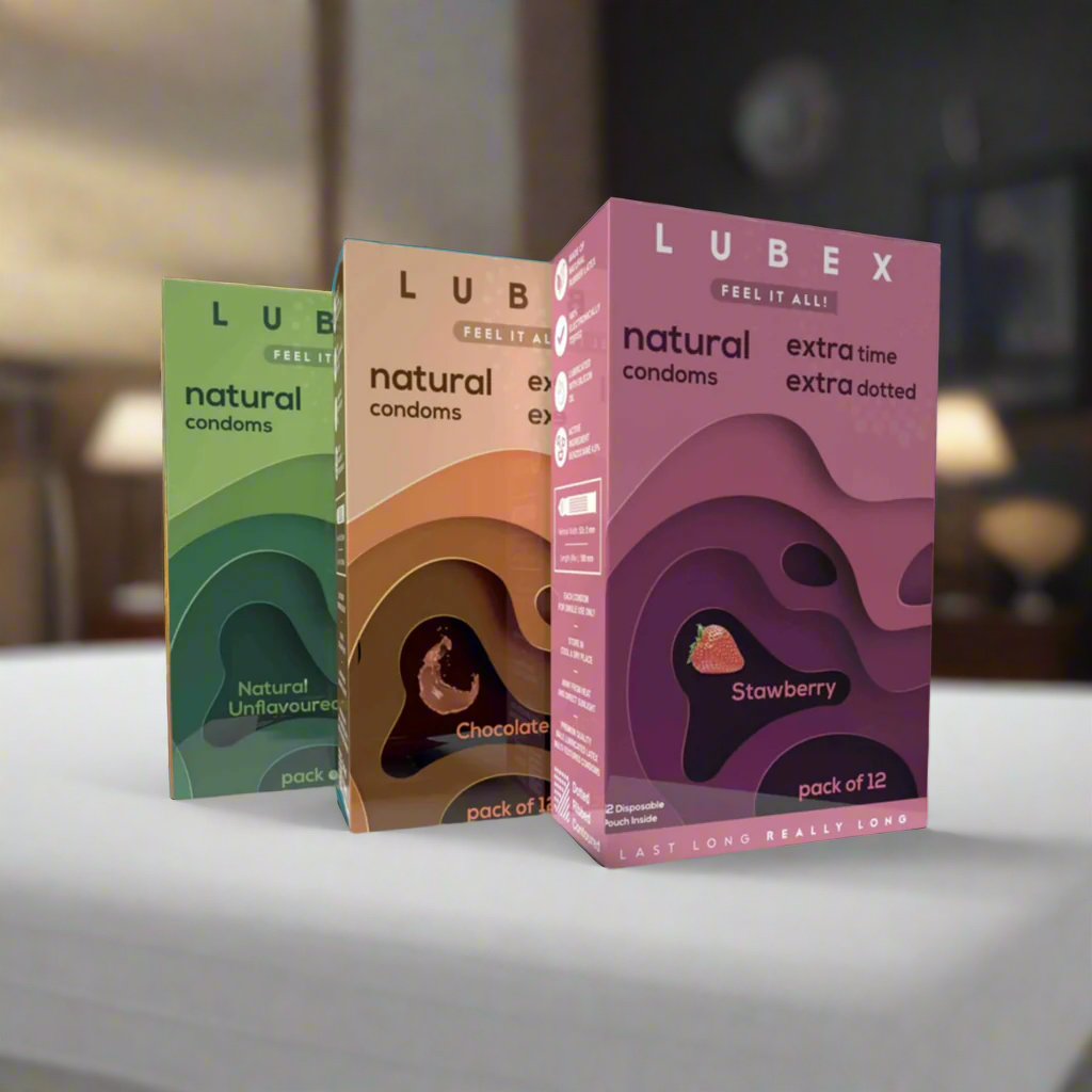 Lubex Condom - 6 in 1 Natural & Long Lasting with Disposable bags - 36